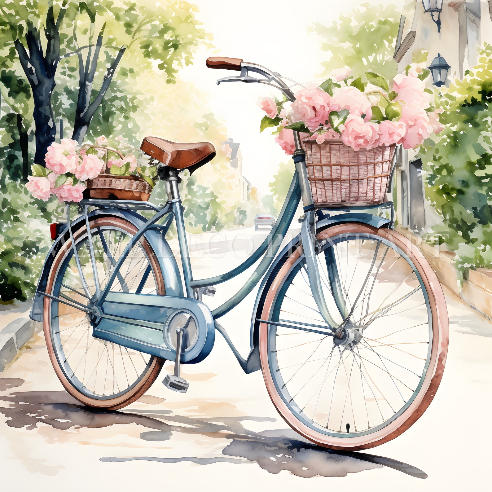 Watercolor Floral Bicycle Clipart Bundle - 10 High Quality JPG ...