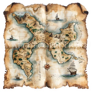 12 Fantasy Treasure Map Clipart Bundle - High Quality JPG - Digital ...
