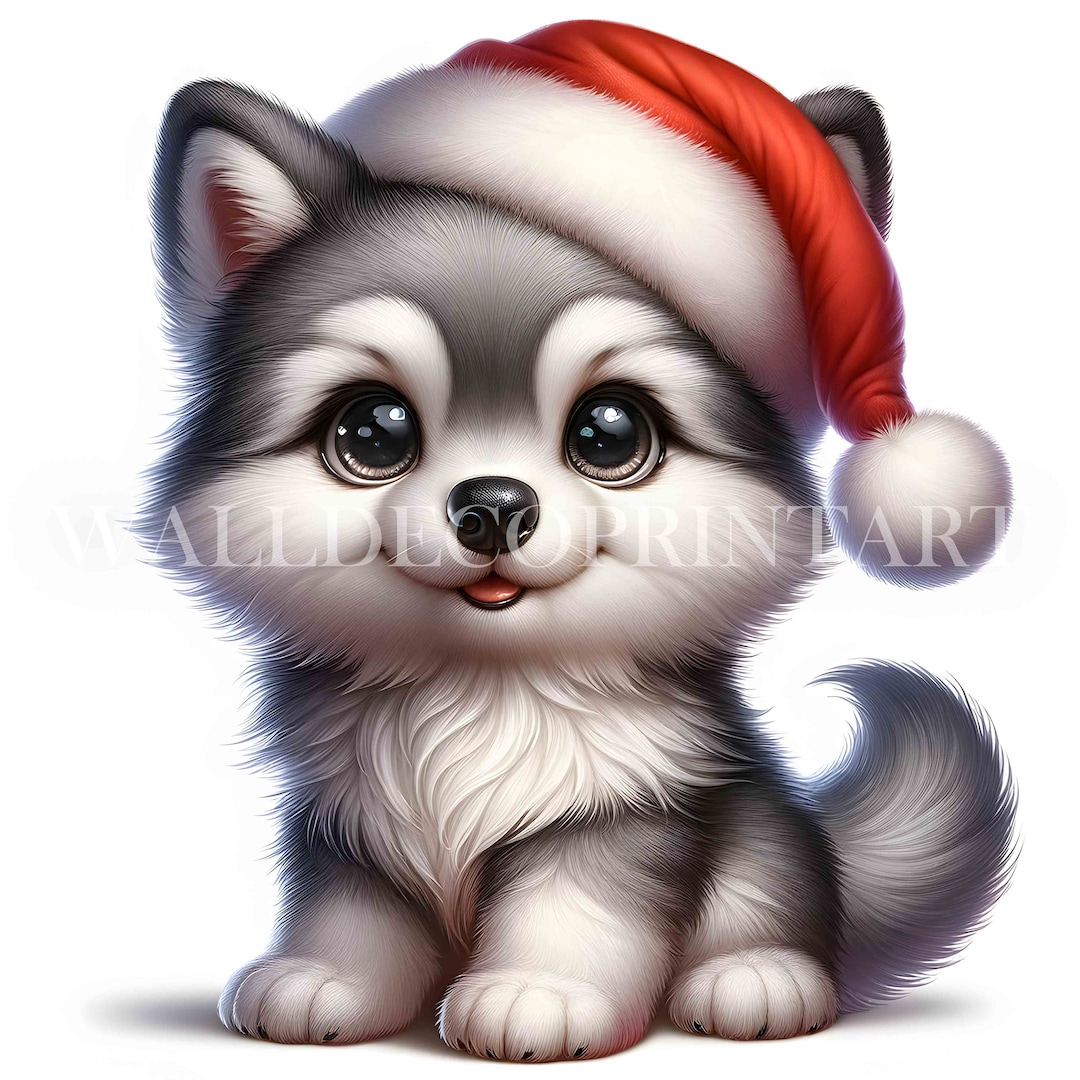 18 Cute Christmas Wolf Clipart Bundle - High Quality Jpgs - Digital ...