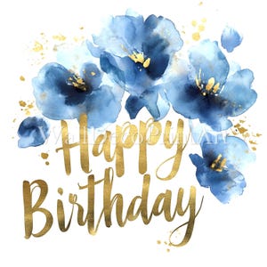 10 Blue & Gold Happy Birthday Clipart Bundle - High Quality Jpgs ...