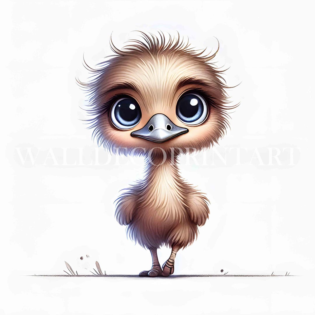 Soft Sketch Baby Emu Clipart Bundle - 7 High Quality Images - Digital ...