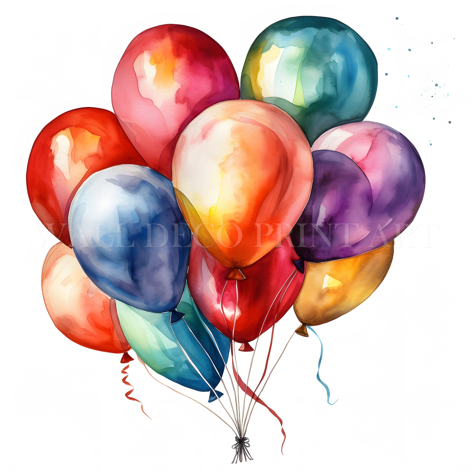 Colorful Party Balloons Clipart 10 High Quality Jpgs - Etsy