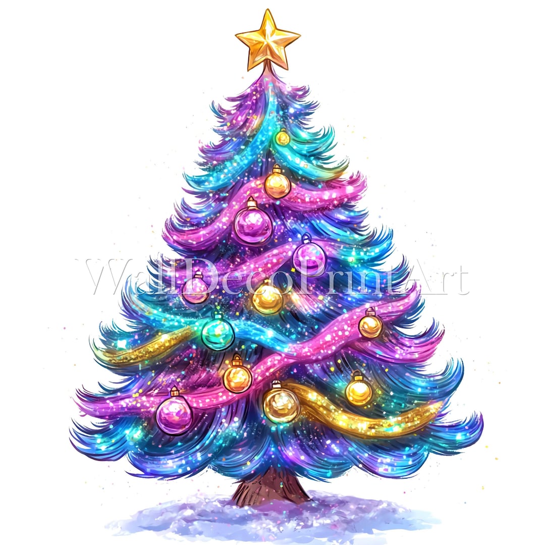 13 Colorful Christmas Tree Clipart Bundle - High Quality Jpgs - Digital ...