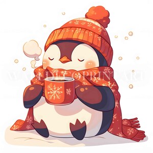 10 Cute Winter Penguin Clipart Bundle - High Quality Jpgs - Digital ...