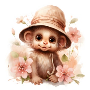 Cute Spring Flower Monkey Clipart Bundle - 10 High Quality JPG ...