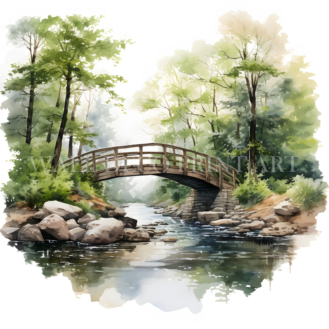 Watercolor Old Bridge Clipart Bundle - 10 High Quality Jpgs - Digital ...