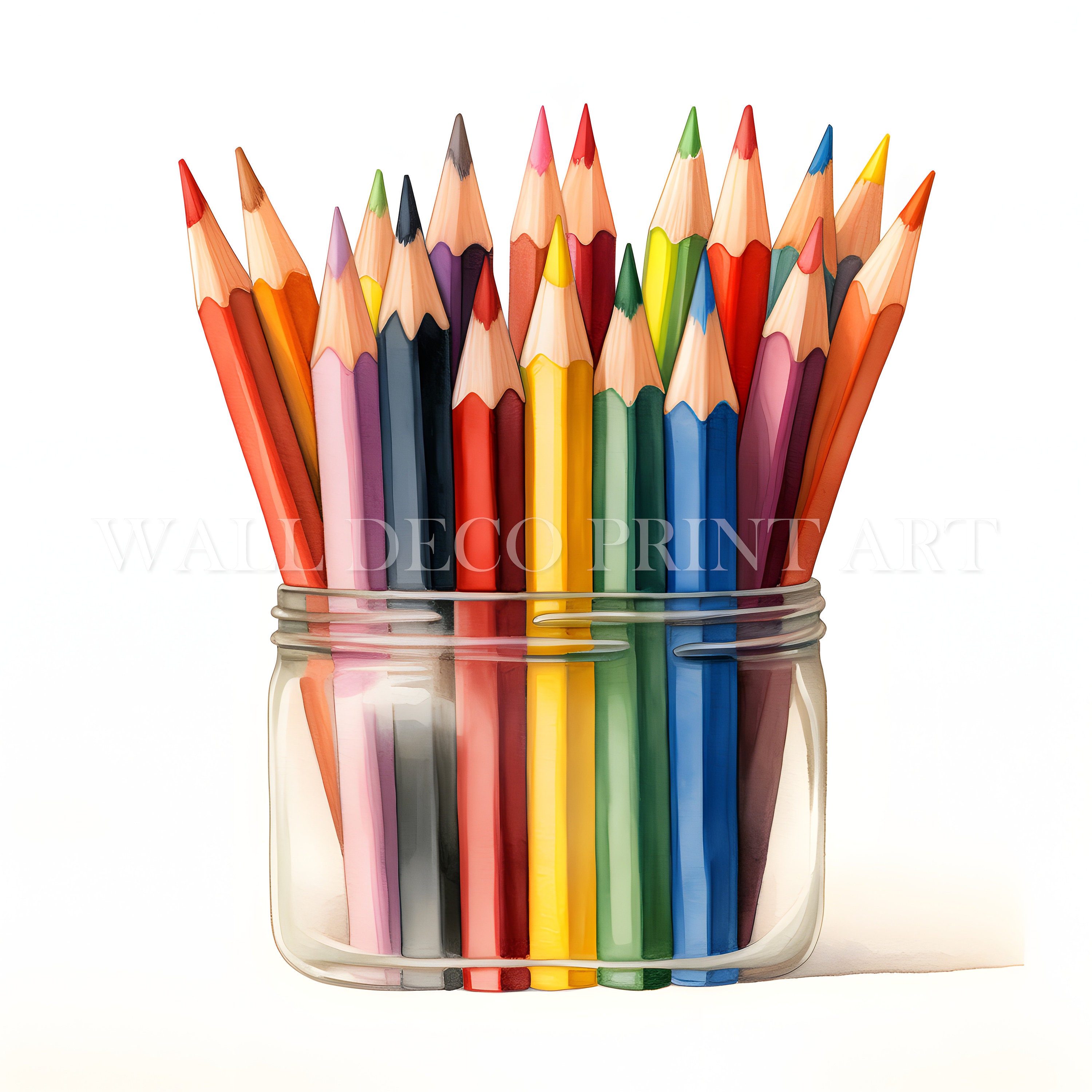 Colorful Pencils Clipart - 10 High Quality Jpgs - Digital Downloads ...
