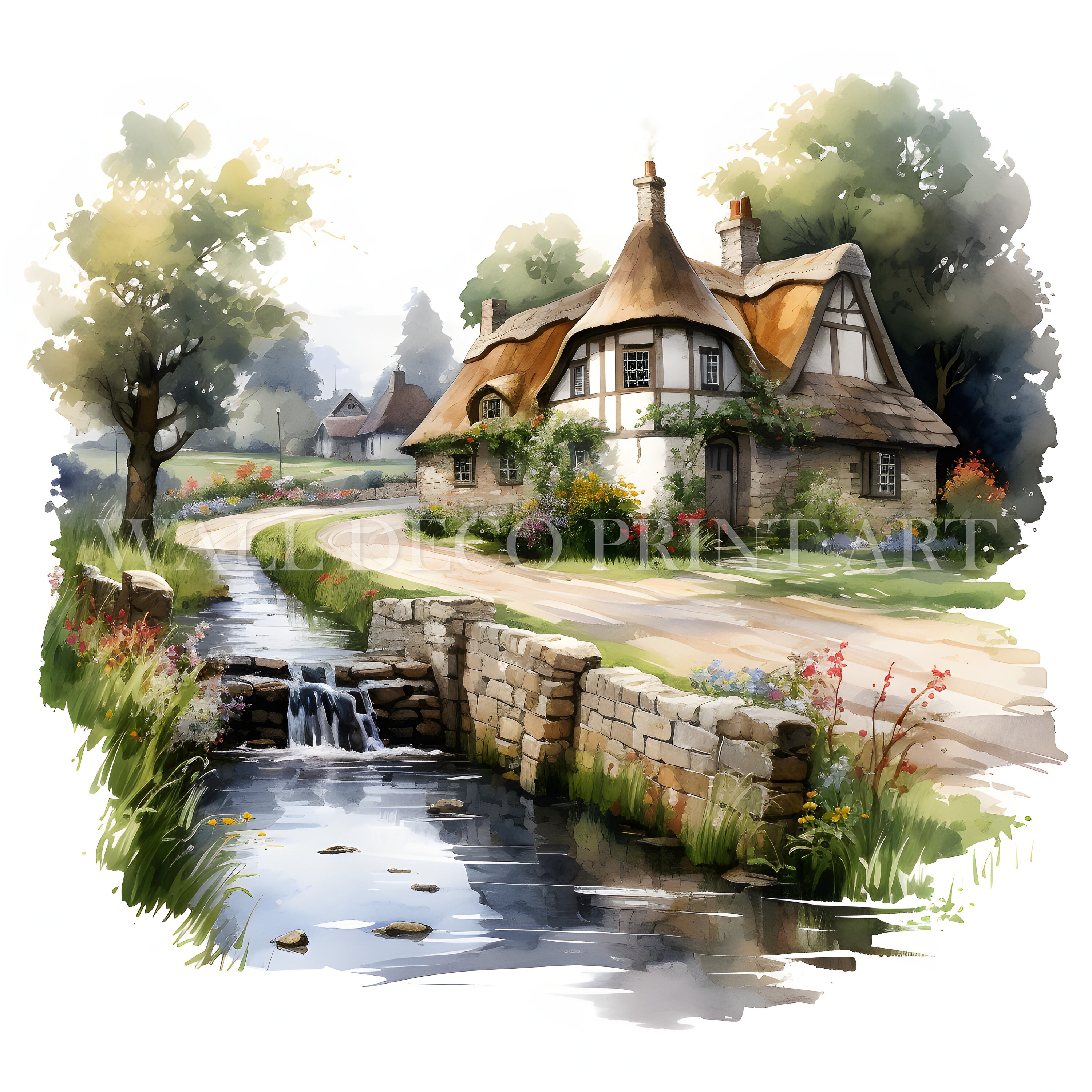 Watercolor English Village Clipart Bundle - 10 High Quality Jpgs ...