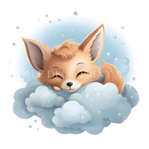 Fox Sleeping on a Cloud Clipart Bundle - 10 High Quality Jpgs - Digital ...