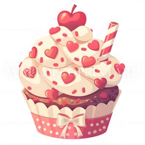 Cute Kawaii Cupcake Clipart Bundle - 10 High Quality Jpgs - Digital ...