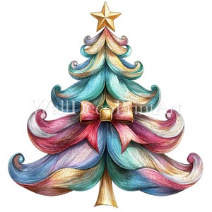 13 Colorful Christmas Tree Clipart Bundle - High Quality Jpgs - Digital ...