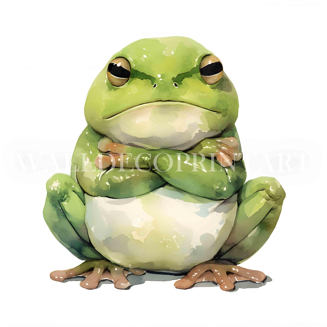 10 Whimsical Grumpy Frog Clipart Bundle - High Quality Jpgs - Digital ...
