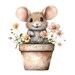 Cute MOUSE in a Pot Clipart Bundle - 10 High Quality Jpgs - Digital ...