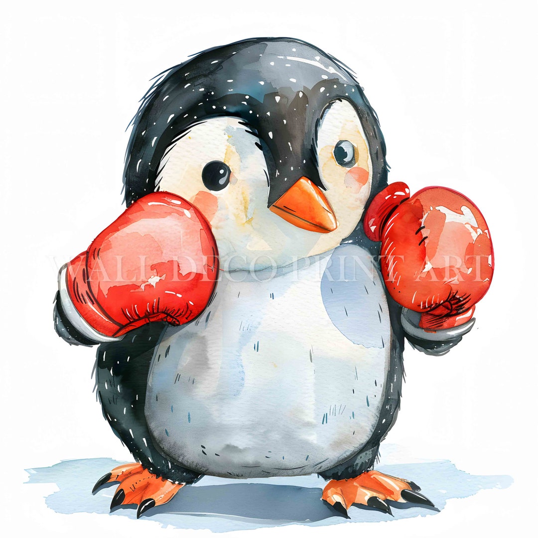 Cute Boxing Penguin Clipart Bundle - 10 High Quality Jpgs - Digital ...