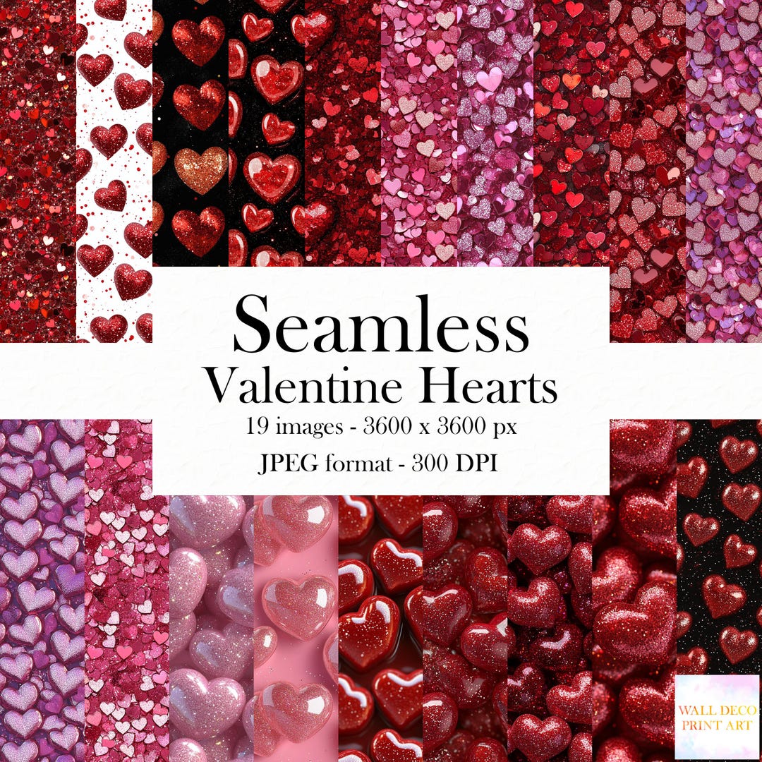 Valentine Hearts Digital Paper - Seamless Colorful Clipart for ...