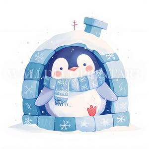 10 Cute Winter Penguin Clipart Bundle - High Quality Jpgs - Digital ...