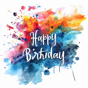 Colorful Happy Birthday Clipart Bundle 10 High Quality JPG Digital ...