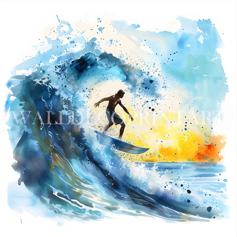 10 Surfing Surfer Clipart Bundle - High Quality Jpgs - Digital ...