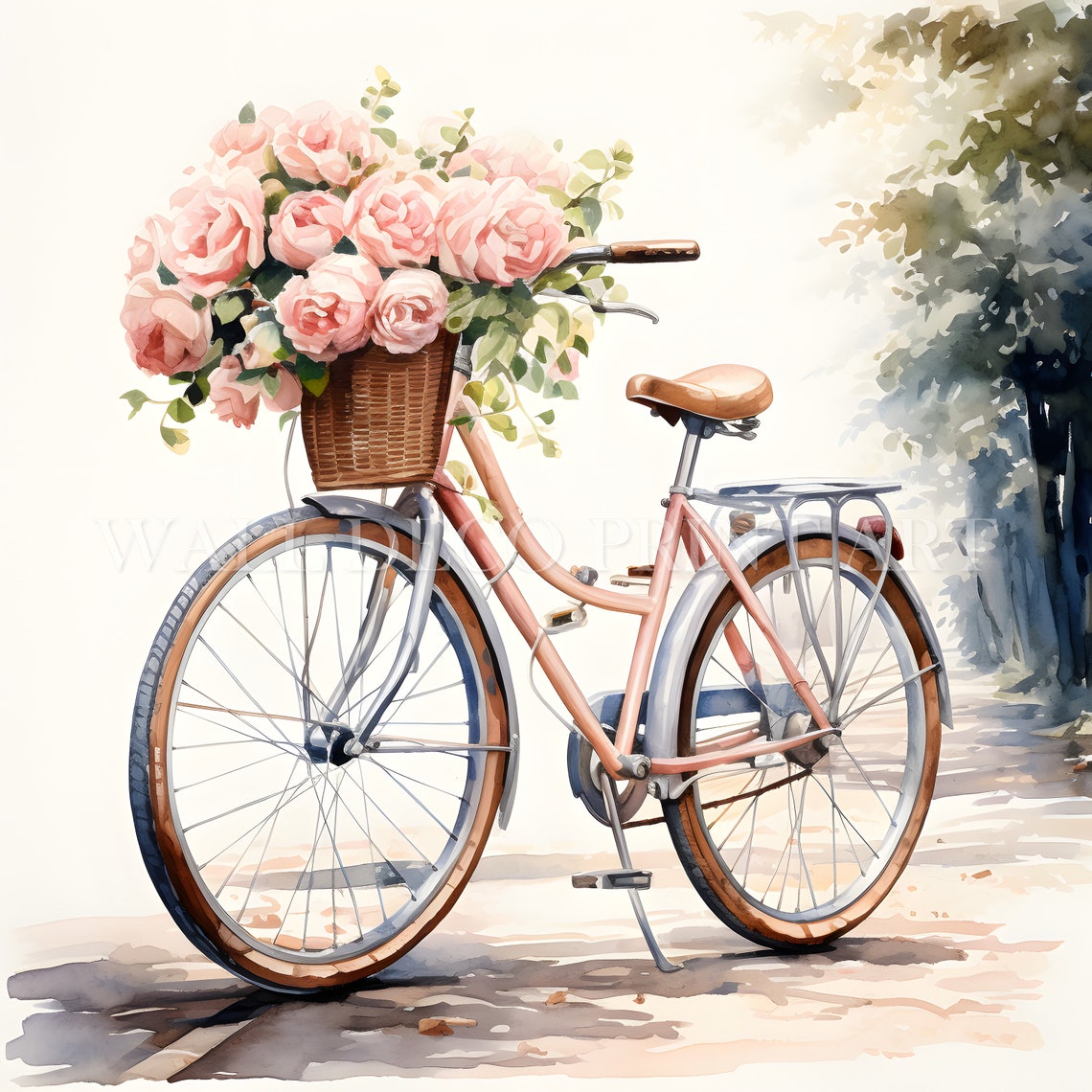Watercolor Floral Bicycle Clipart Bundle - 10 High Quality JPG ...