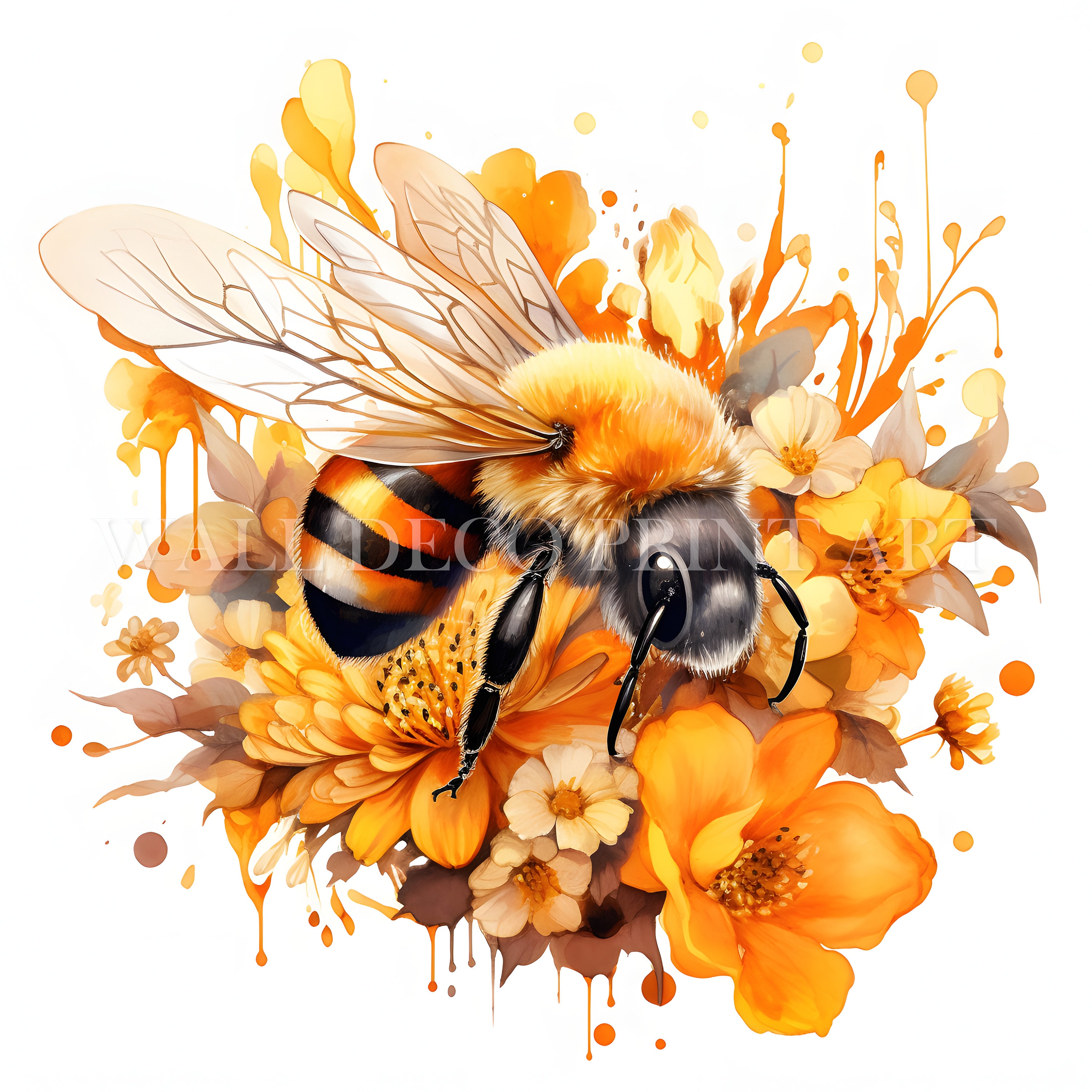 Lovely Bee With Flowers Clipart Bundle 6 High Quality Jpgs - Etsy