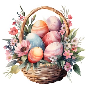 Easter Baskets Clipart Bundle SET 2 - 11 High Quality JPG - Digital ...