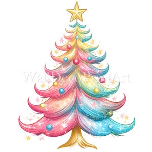 13 Colorful Christmas Tree Clipart Bundle High Quality Jpgs Digital ...