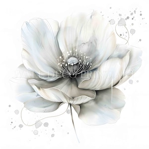 Ivory & Silver Abstract Flowers Clipart Bundle - 10 High Quality Jpgs ...