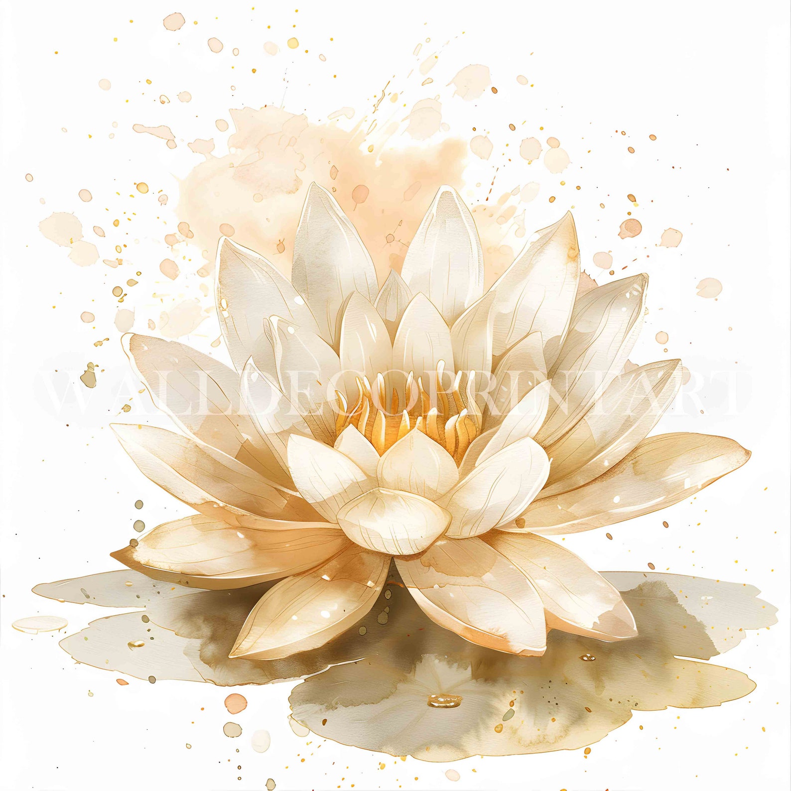 Ivory & Gold Abstract Lotus Flower Clipart Bundle - 10 High Quality JPG ...