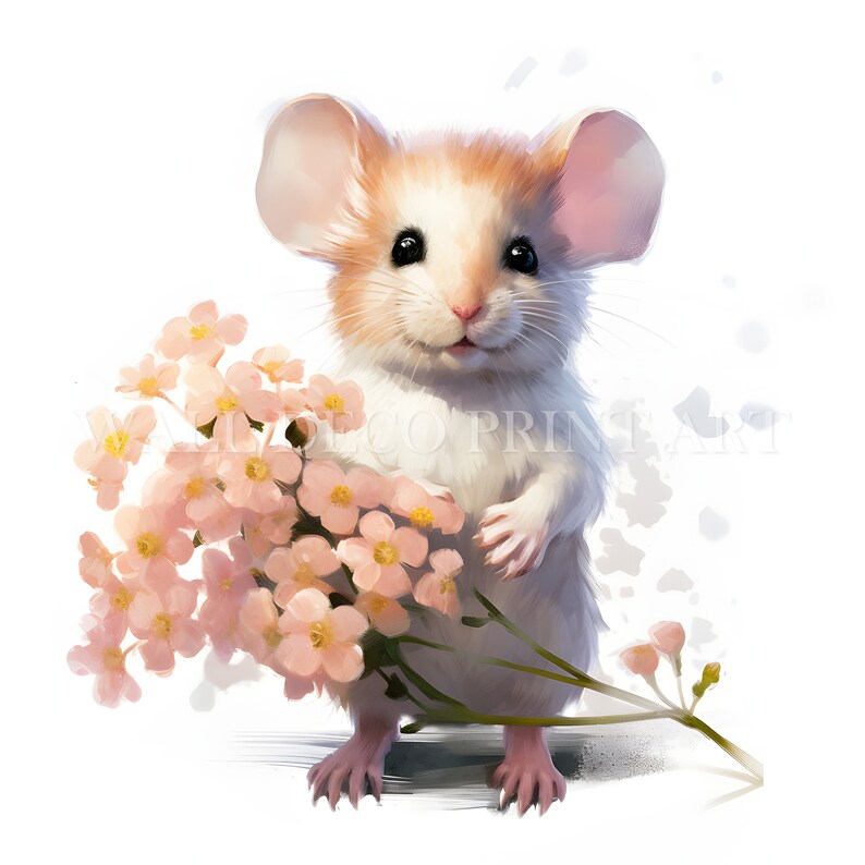 Cute MOUSE With Flower Clipart Bundle 11 High Quality Jpgs - Etsy