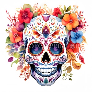 Mexican Sugar Skull Clipart Bundle - 10 High Quality Jpgs - Digital ...