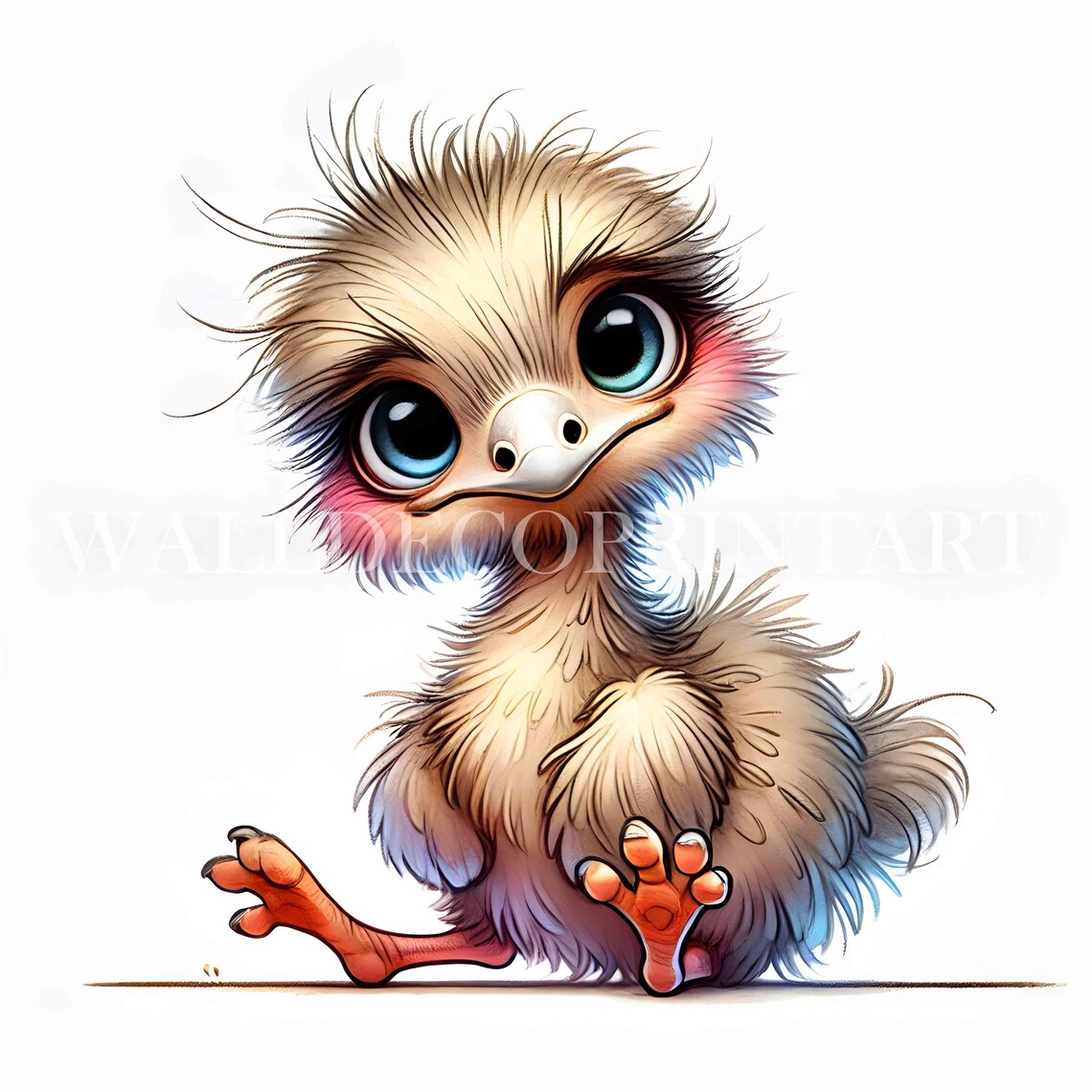 Soft Sketch Baby Emu Clipart Bundle - 7 High Quality Images - Digital ...
