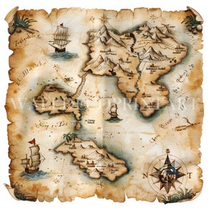 12 Fantasy Treasure Map Clipart Bundle - High Quality JPG - Digital ...