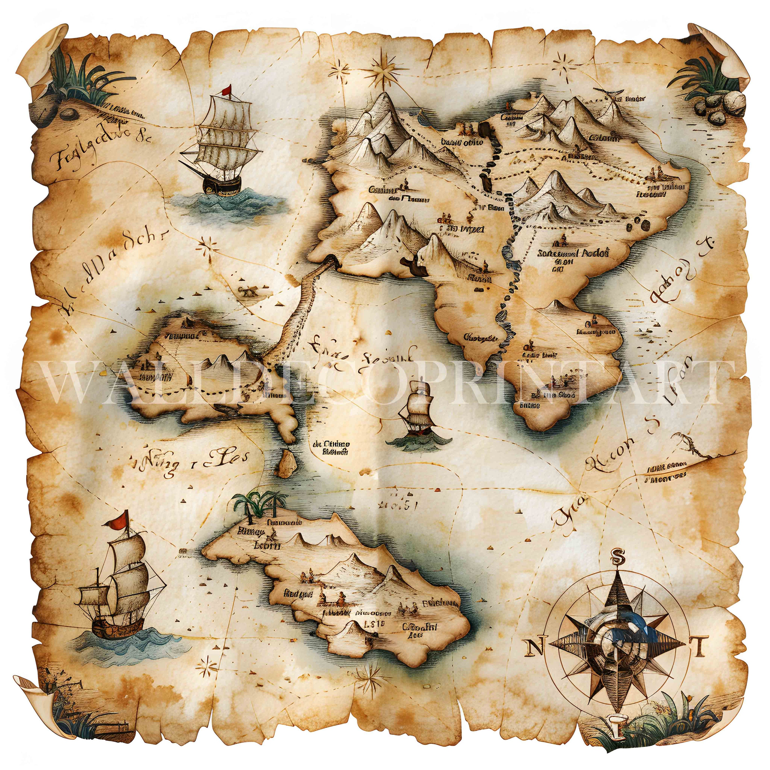 12 Fantasy Treasure Map Clipart Bundle - Hochwertige JPG - Digitale ...