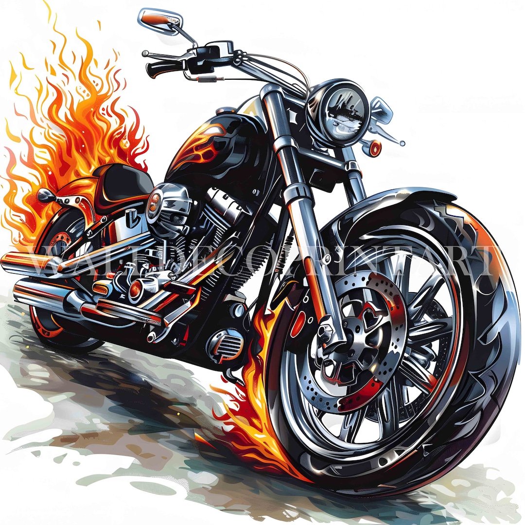 10 Motorbike With Flames Clipart Bundle - High Quality PNG Transparent ...