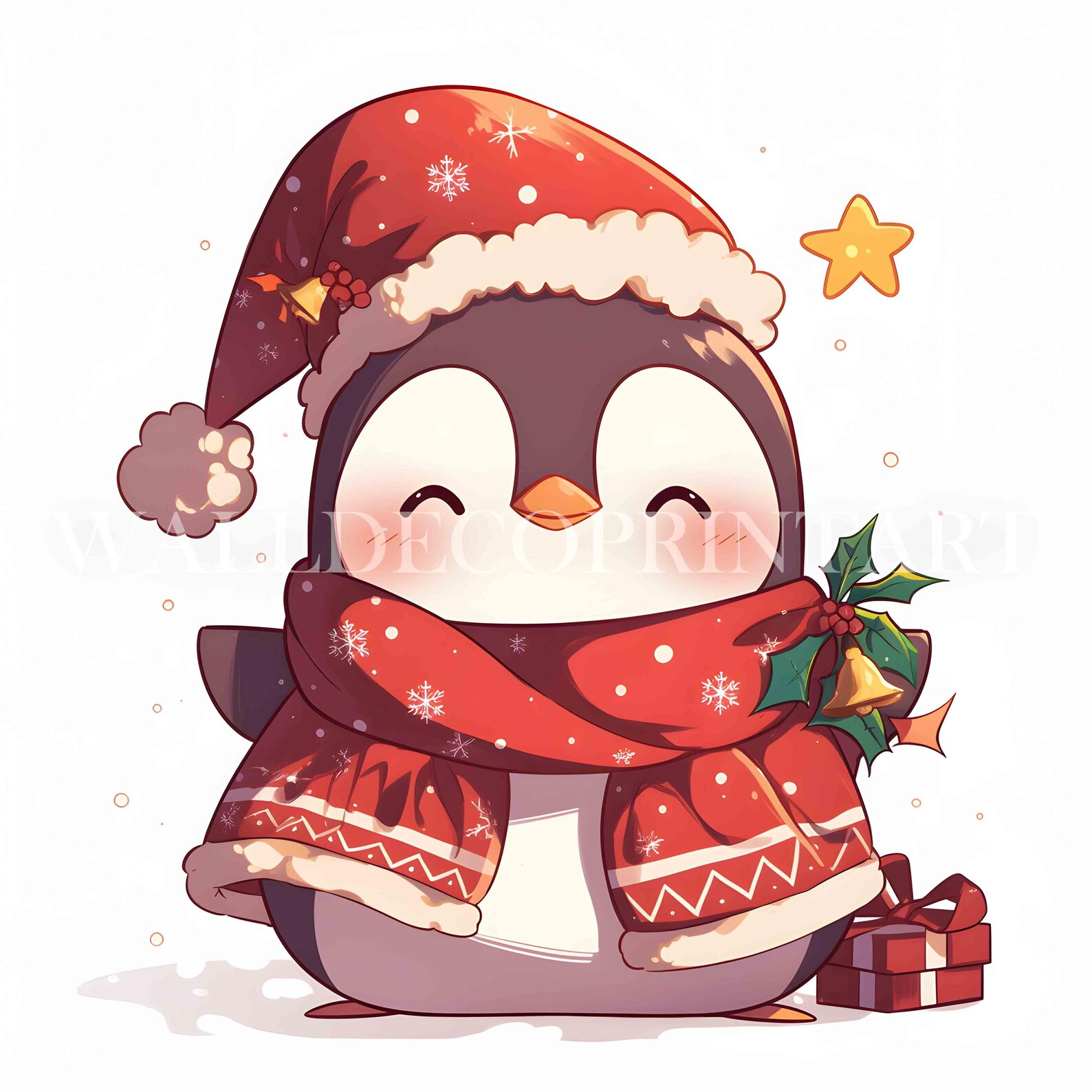10 Cute Christmas Penguin Clipart Bundle - High Quality Jpgs - Digital ...