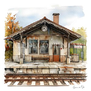 11 Train Station Clipart - High Quality JPG - Digital Download ...
