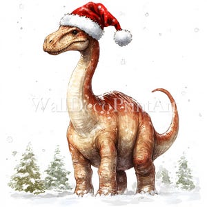 12 Christmas Brachiosaurus Dinosaur Clipart Bundle - High Quality JPG ...