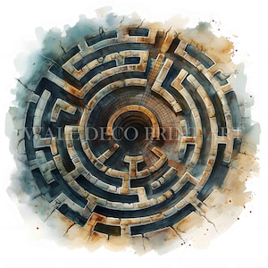 Watercolor Labyrinth Clipart Bundle - 10 High Quality Jpgs - Digital ...