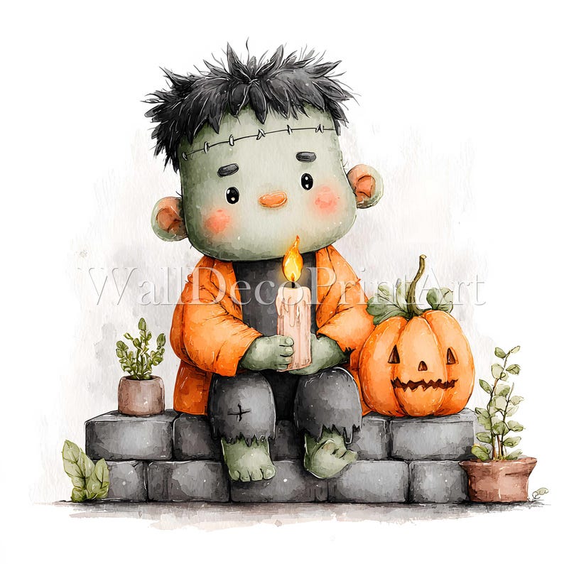 10 Cute Halloween Frankenstein Clipart Bundle - High Quality Images ...