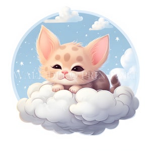 Cat Sleeping on a Cloud Clipart Bundle - 11 High Quality Jpgs - Digital ...