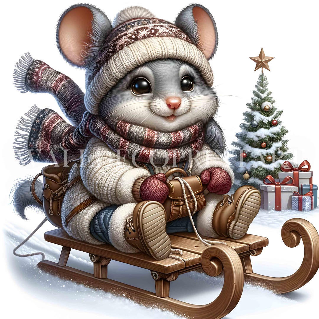 9 Christmas Winter Mouse Clipart Bundle - High Quality Jpgs - Digital ...