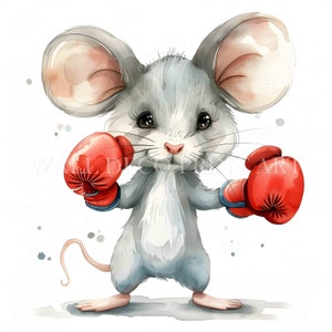 Cute Boxing Mouse Clipart Bundle - 10 High Quality Jpgs - Digital ...