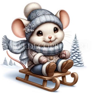 9 Christmas Winter Mouse Clipart Bundle - High Quality Jpgs - Digital ...