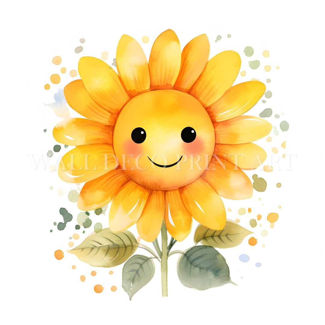 Smiling Sunflower Clipart Bundle - 10 High Quality Jpgs - Digital ...