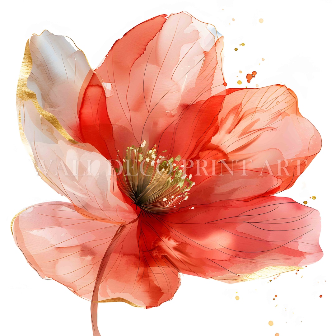 Red & Gold Abstract Flowers Clipart Bundle - 10 High Quality Jpgs ...