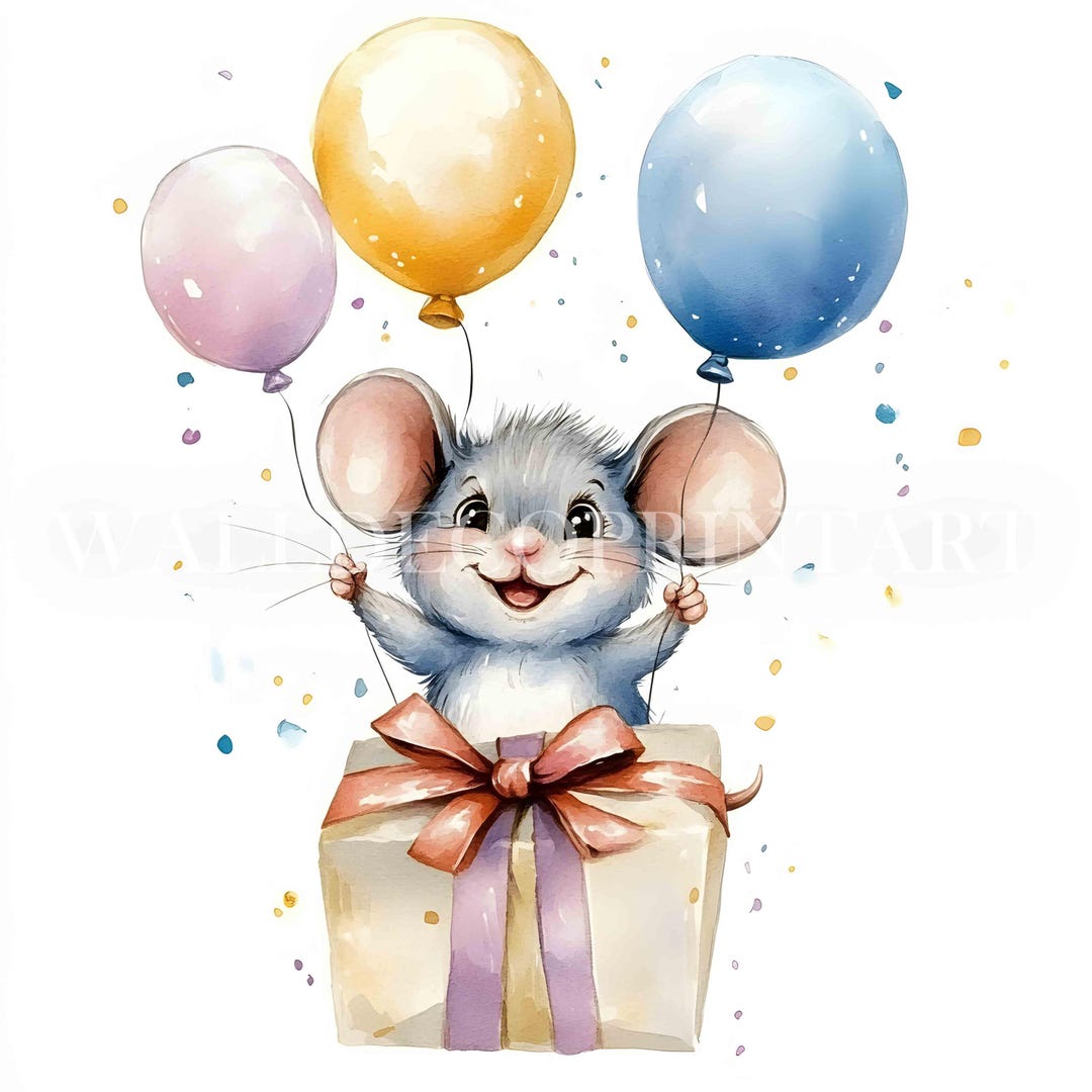 Birthday Mouse GIFT Clipart Bundle - 10 High Quality Jpgs - Digital ...