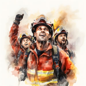 Happy Firefighters Clipart Bundle - 11 High Quality Jpgs - Digital ...