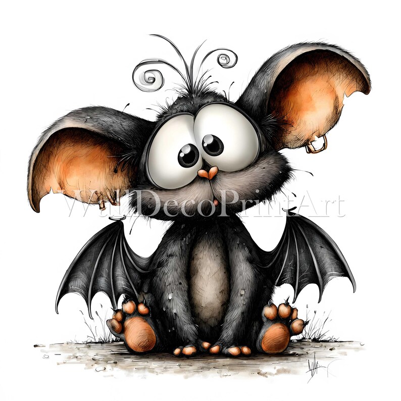 10 Quirky Halloween Bat Clipart Bundle - High Quality Images - Digital ...