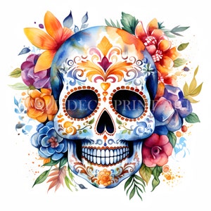 Mexican Sugar Skull Clipart Bundle - 10 High Quality Jpgs - Digital ...