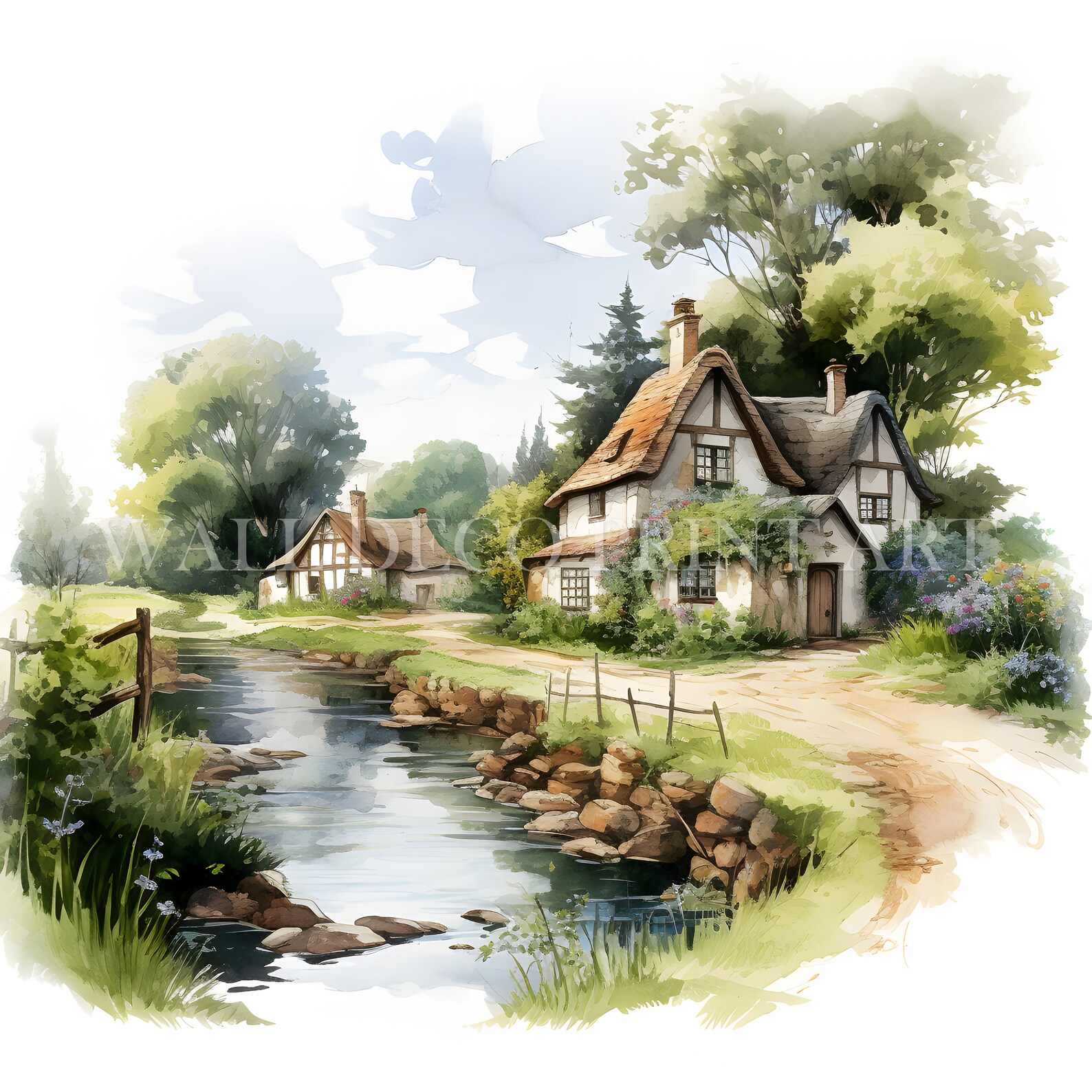 Watercolor English Village Clipart Bundle - 10 High Quality Jpgs ...
